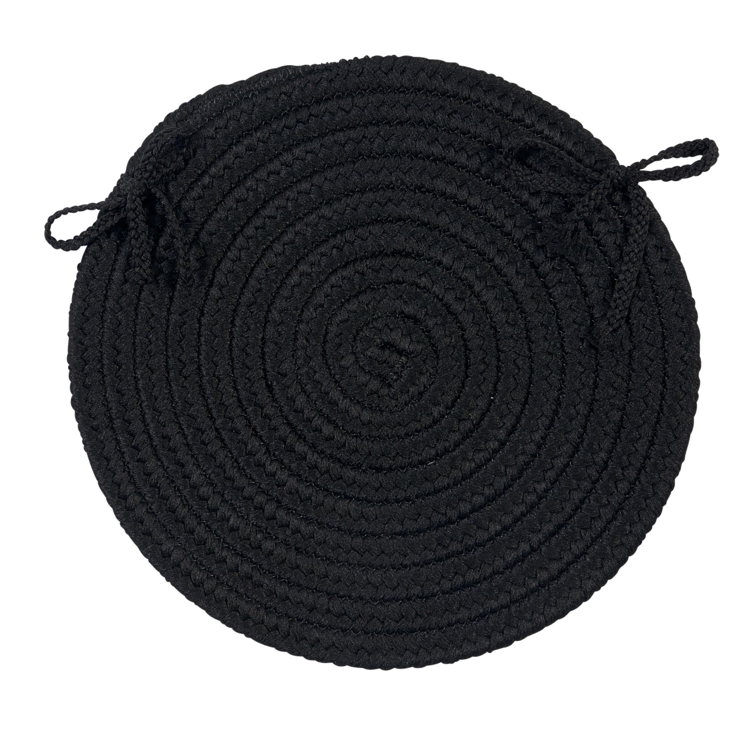 Boca Raton Braided Chair Pad Set, 4 Count (Pack of 1), Black