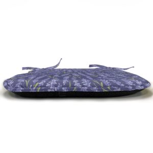 Lunarable Lavender Chair Seating Cushion, Healing Aromatic Herbs on Dark Background with Olive Green Stems, Anti-Slip Seat Padding for Kitchen & Patio, 16"x16", Blue Violet Night Blue