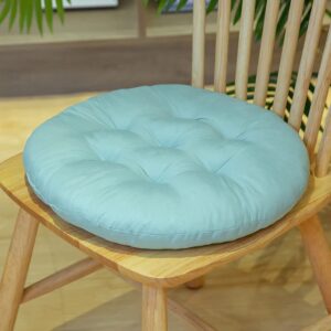 JAIJY 16 Inch Round Chair Seat Pad Thick Tatami Plaid Style Comfortable Floor Seat Cushion Soft Chair Mat for Office Bedroom Living Room Kitchen, Sky Blue