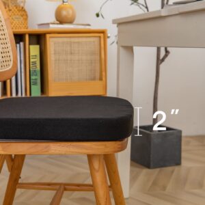 Eiury Kitchen Chair Cushion with Ties for Dining Chairs and Indoor Chair Pads 17"x16.5" Seat Cushion Non Slip U-Shaped Rubber Back Seat Cover Machine Washable-Black…