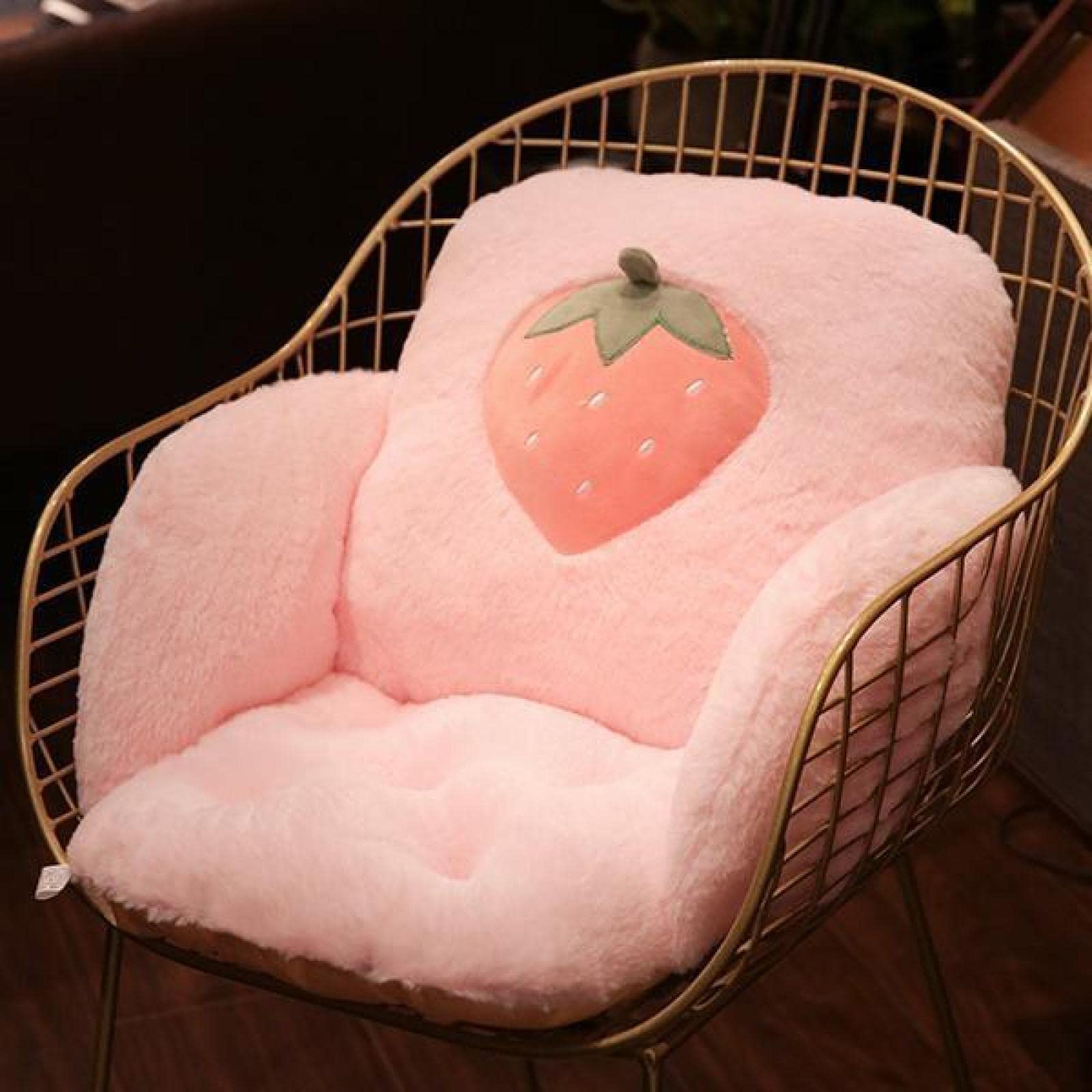 Plush Chair Pads Comfy Chair Cushion Plush Strawberry Cushion Lazy Sofa Seat Cushions Cozy Fruit Floor Cushion Seat Pillow Gift for Girl Plush Chair Pads with Ties Strawberry