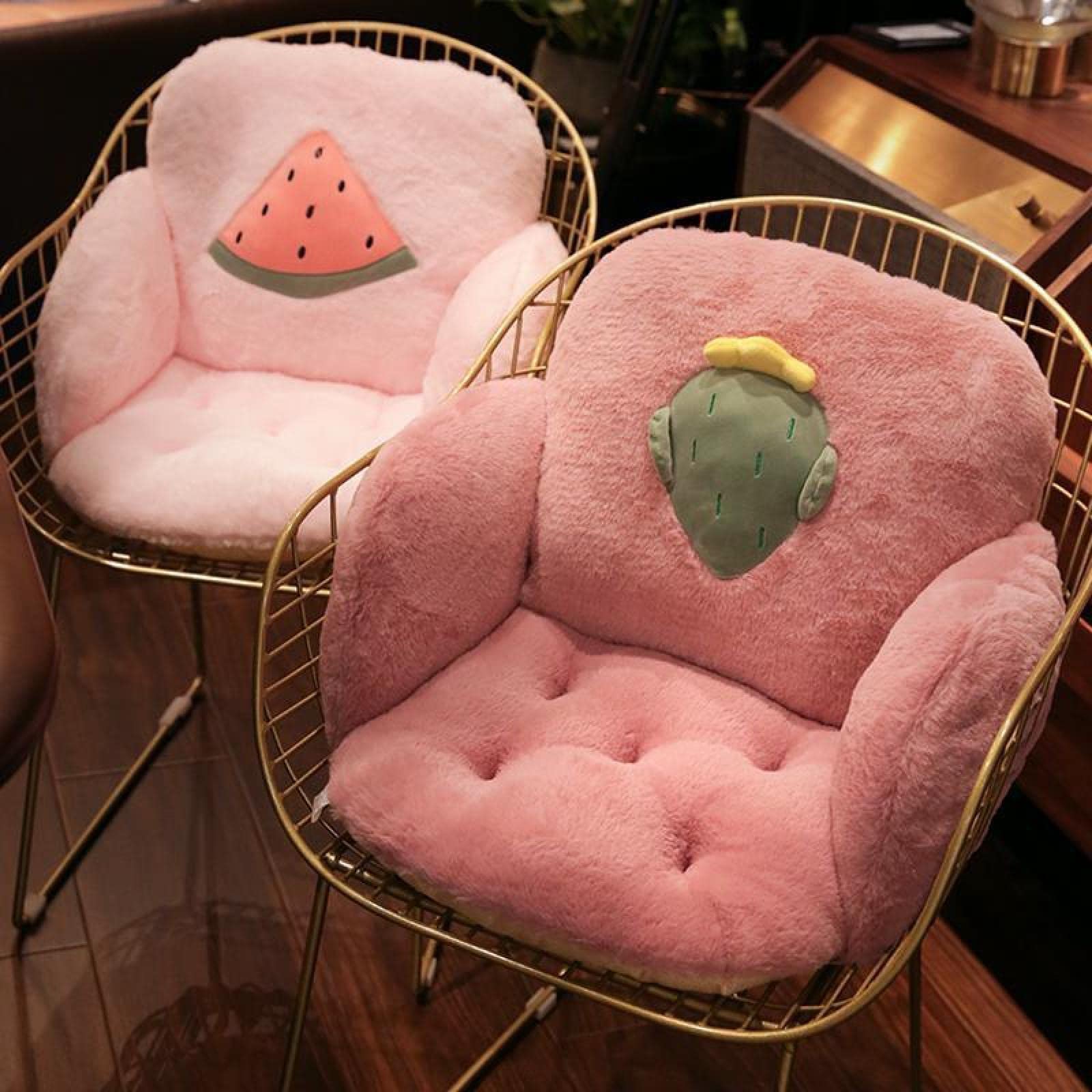 Plush Chair Pads Comfy Chair Cushion Plush Strawberry Cushion Lazy Sofa Seat Cushions Cozy Fruit Floor Cushion Seat Pillow Gift for Girl Plush Chair Pads with Ties Strawberry