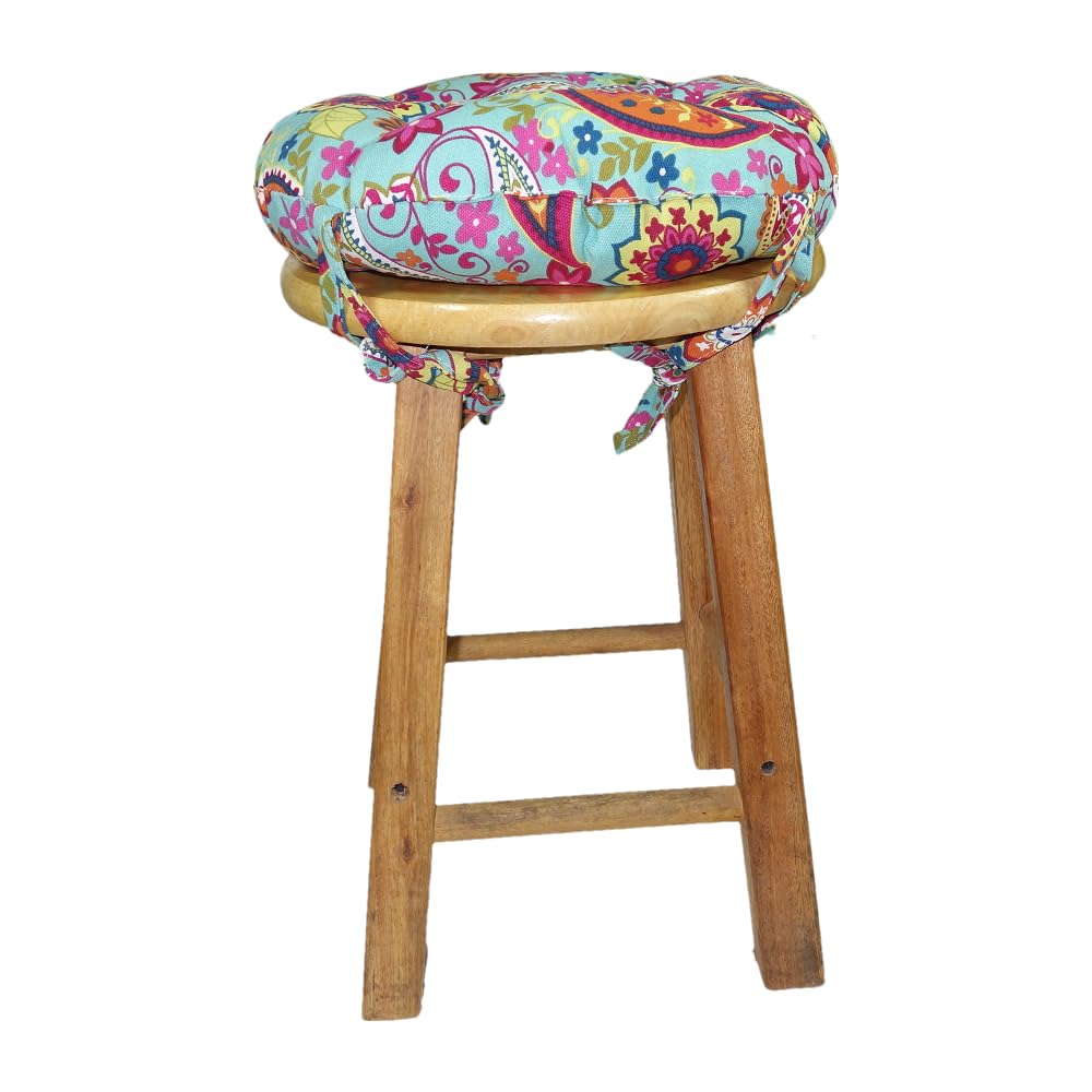 NVEOP Round Bar Stool Cushion with 4 Ties 12 inch, Comfortable Sitting for Round Wooden or Metal Stools, Make Your Old Stool New(Stool Cushion only, Stool not Included) (Color A, 12")