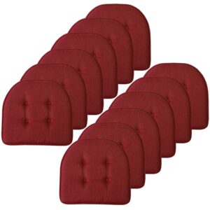 sweet home collection chair cushion memory foam pads tufted slip non skid rubber back u-shaped 17" x 16" seat cover, 12 count (pack of 1), wine burgundy