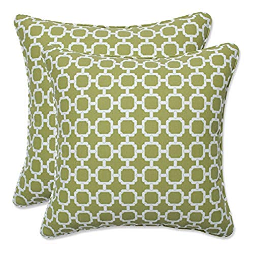 Pillow Perfect Outdoor/Indoor Hockley Pear Throw Pillows, 16.5" x 16.5", Green, 2 Count