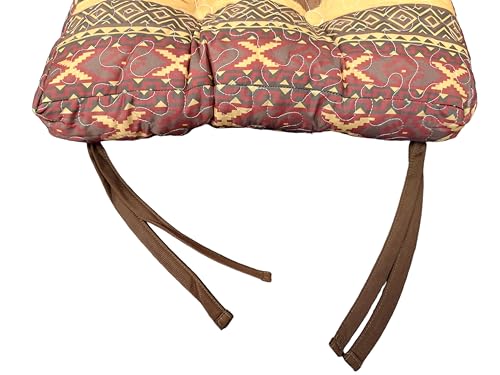 DeLeon Collections Ranch on Yellowstone Seat Cushion, 18" x 18", Yellow/Brown/Red/Black