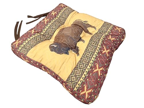 DeLeon Collections Ranch on Yellowstone Seat Cushion, 18" x 18", Yellow/Brown/Red/Black