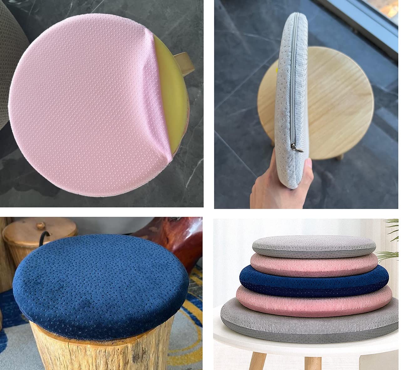 Round Stool Cushion Memory Foam Round Chair Cushion/ Seat Cushion Anti-Slip Soft Round Chair Pad ( Color : Light Gray , Size : 28cm(11inch) )