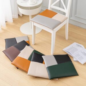 (Set of 1/2/4) Leather Square Chair Cushion / Seat Cushion, Durable Soft Office Chair Cushion, Dining Kitchen Chair Pads with Machine Washable Cover, Non-Slip Detachable