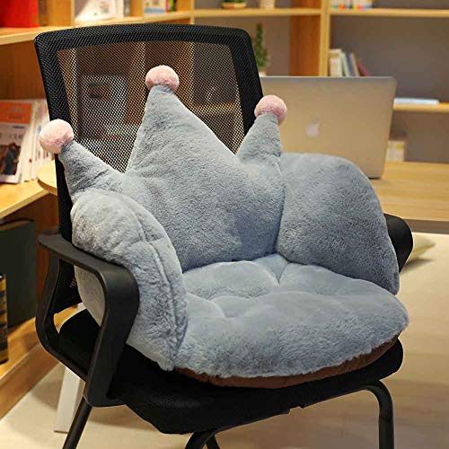 HKSICHENGKEJI Cute Crown Chair Cushions Desk Seat Cushion Waist Support Backrest High Back Chair Pad Cushion Cozy Crown Plush Seat Cushion Office Chair Car Home Seat Pad