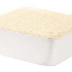 Fox Valley Traders Extra Thick Foam Chair Cushion – Portable Chair Pad with Removable and Washable Beige Sherpa Cotton Slip-on Cover – 4 Inches Thick for Added Pain and Pressure Relief