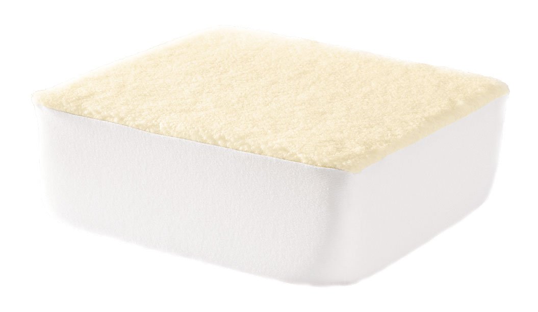 Fox Valley Traders Extra Thick Foam Chair Cushion – Portable Chair Pad with Removable and Washable Beige Sherpa Cotton Slip-on Cover – 4 Inches Thick for Added Pain and Pressure Relief