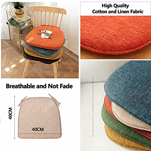 CFMZ Chair Pads for Dining Chairs Set of 4 with Ties, Seat Cushions for Kitchen Chairs Farmhouse, Dining Room Chair Cushions Non Slip, Thick Washable Chair Cushion Pads Blue