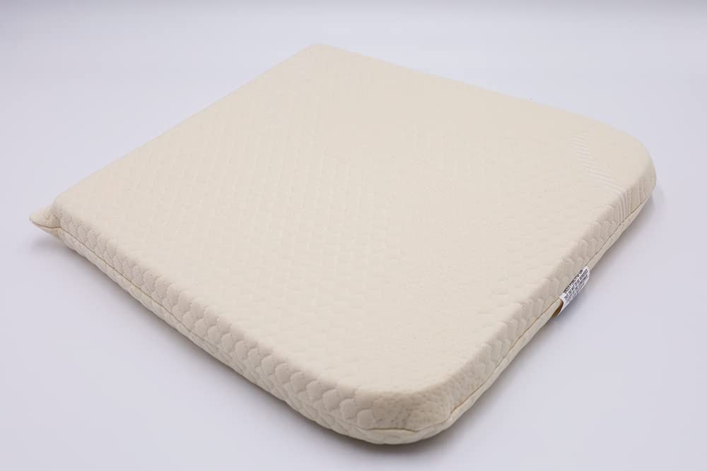 ORGANIC TEXTILES 2" Organic Latex Seat Cushion with Non-Removable Organic Cotton Cover, 18"x16", Natural, Firm, GOTS & GOLS Certified, Cushion for Tailbone Pain, Desk Chair Car Seat Cushion