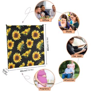 ALAZA Sunflower Print Yellow Floral Chair Pad Seat Cushion for Office Car Outdoor Indoor Kitchen, Soft Memory Foam, Back Pain, Coccyx & Sciatica Relief, 15.7x15.7 in