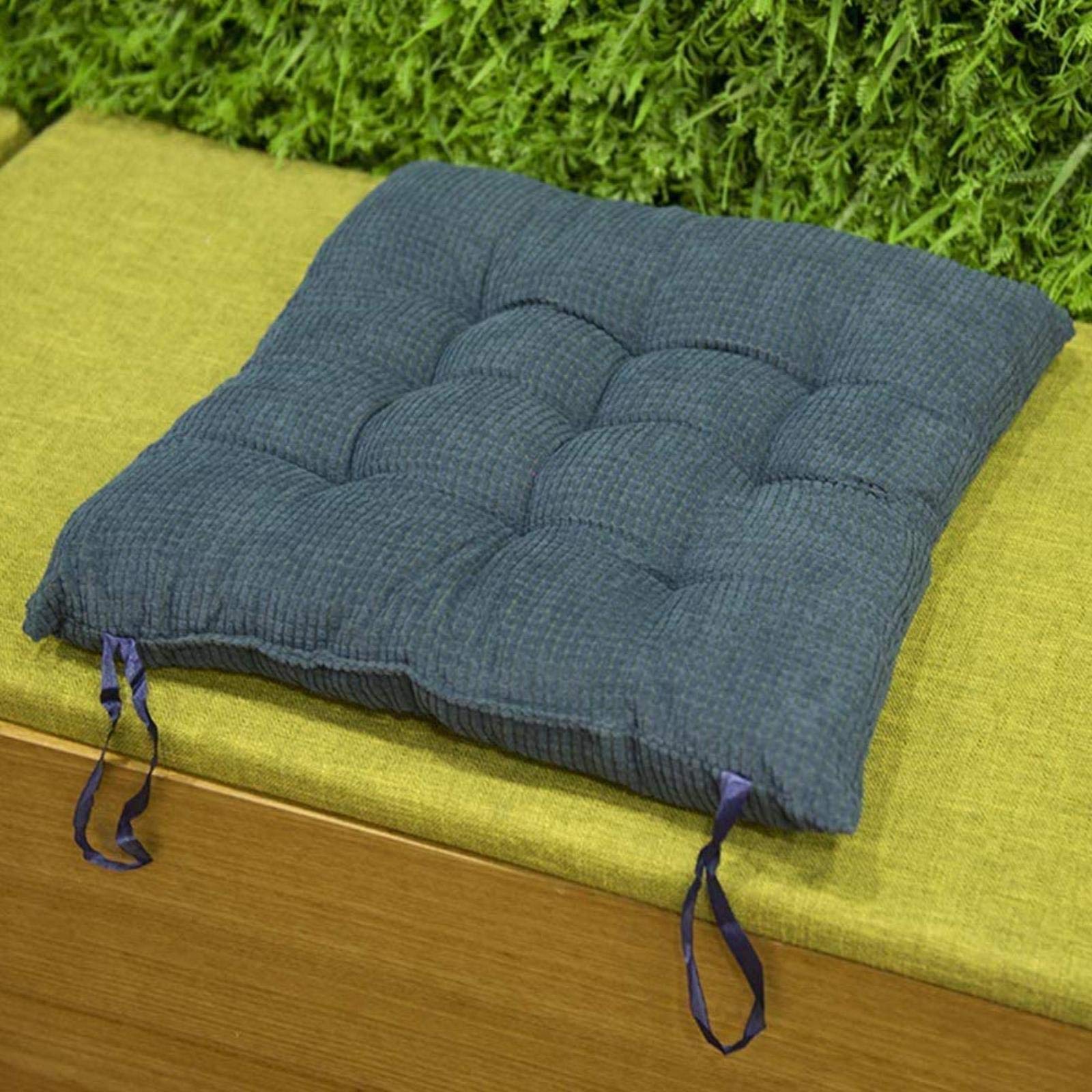 RGRE Chair Cushion with Ties for Dining Chairs Set of 4, 16” x 16”Outdoor Seat Cushions, Thickened Soft Corduroy Cotton Filled Wicker Chairs Pad for Kitchen Dining Chairs Patio Cushion