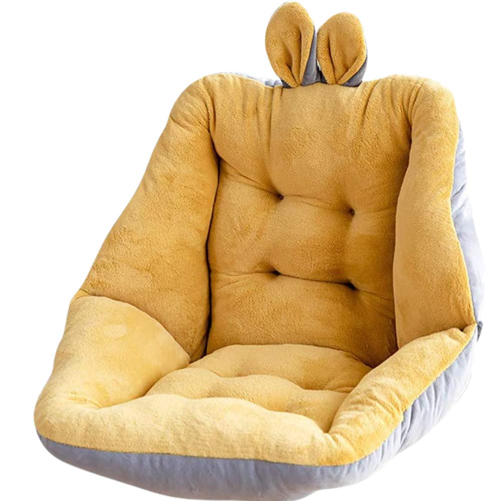 WUYU Chair Cushion Seat Cushion for Office Backrest Chair Plush Desk Seat Velvet Relax Lazy Buttocks (Light Yellow, Five-Hole, 52x52cm)