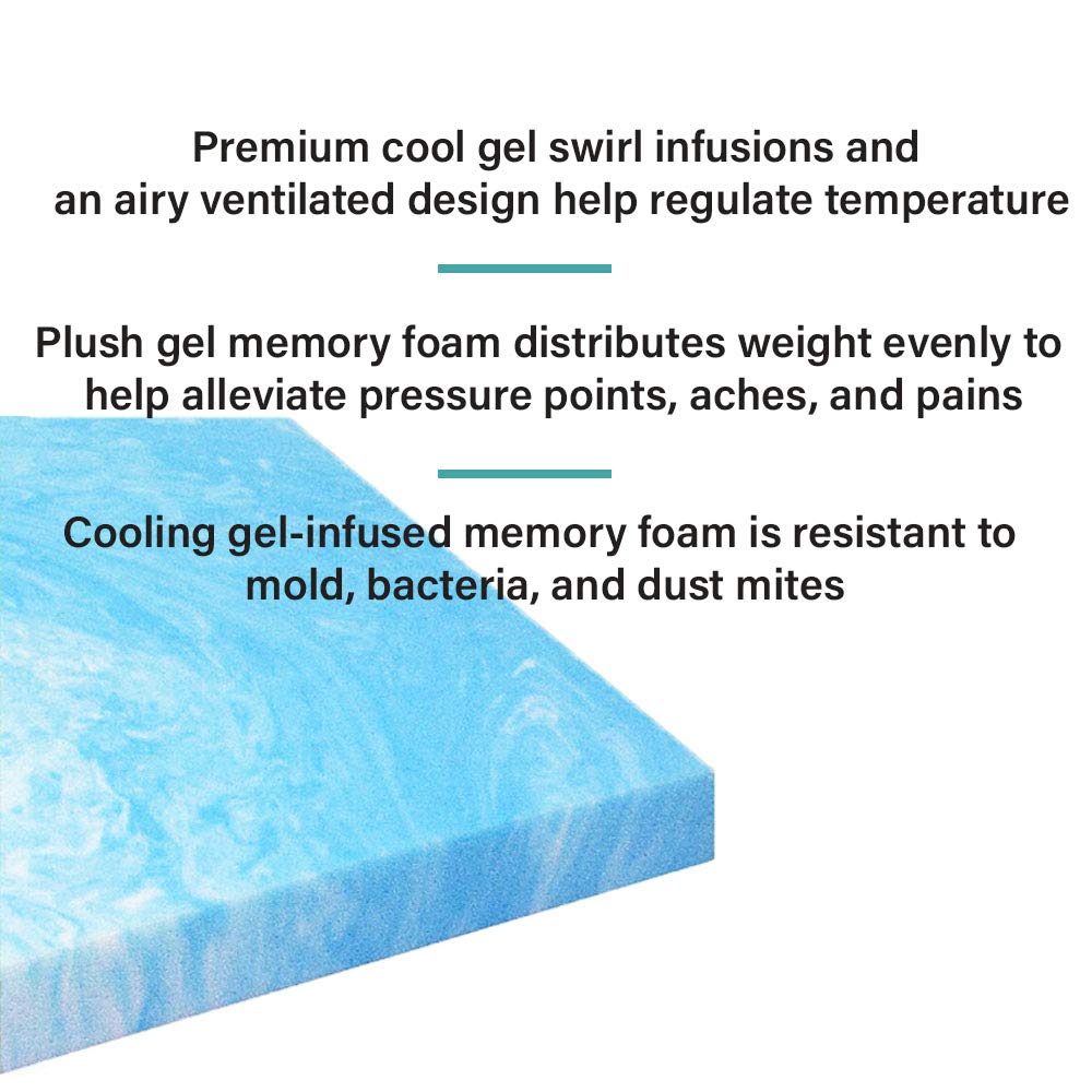 Foamma 2" x 26" x 30" Cooling Gel-Infused Memory Foam Cushion, Bed Mattress Topper,Seat Replacement, Padding, Chair Cushion Square Foam, Dining Chairs, Wheelchair Cushion Replacement