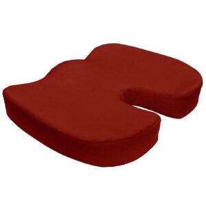 Bookishbunny 2pc High Resilience Memory Foam Seat Chair Waist Lumbar Back Support Cushion Pillow Car Office Home (Burgundy)