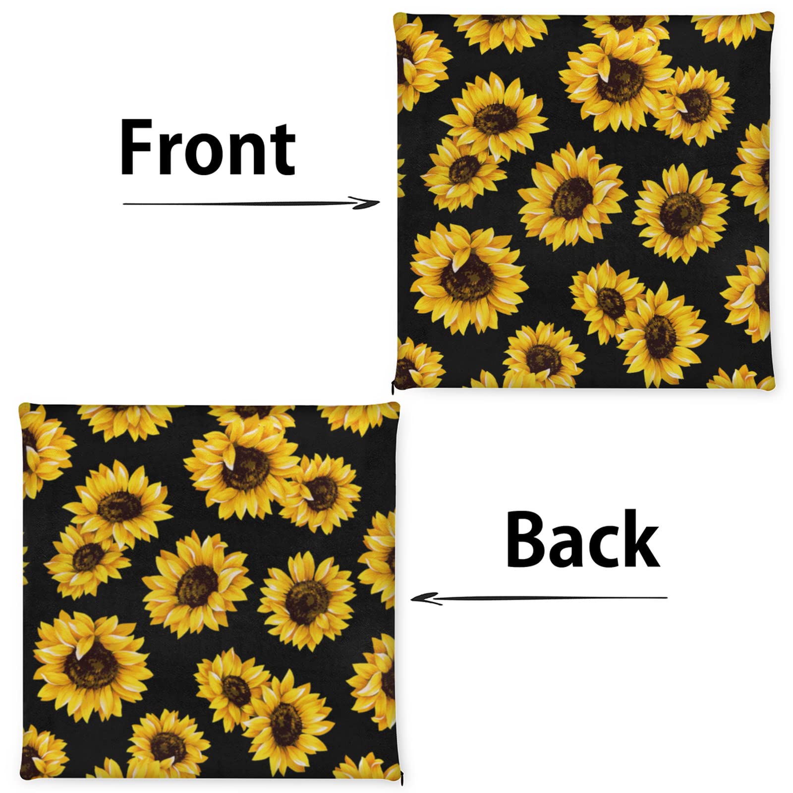 Square Chair Cushion Sunflower Foam Seat Cushion Sunflower Print Chair Pad Slip Resistant Thick and Comfortable Seat Cushion Pads Durable Soft Mat Pad 16 inch x 16 inch