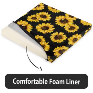 Square Chair Cushion Sunflower Foam Seat Cushion Sunflower Print Chair Pad Slip Resistant Thick and Comfortable Seat Cushion Pads Durable Soft Mat Pad 16 inch x 16 inch