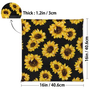 Square Chair Cushion Sunflower Foam Seat Cushion Sunflower Print Chair Pad Slip Resistant Thick and Comfortable Seat Cushion Pads Durable Soft Mat Pad 16 inch x 16 inch