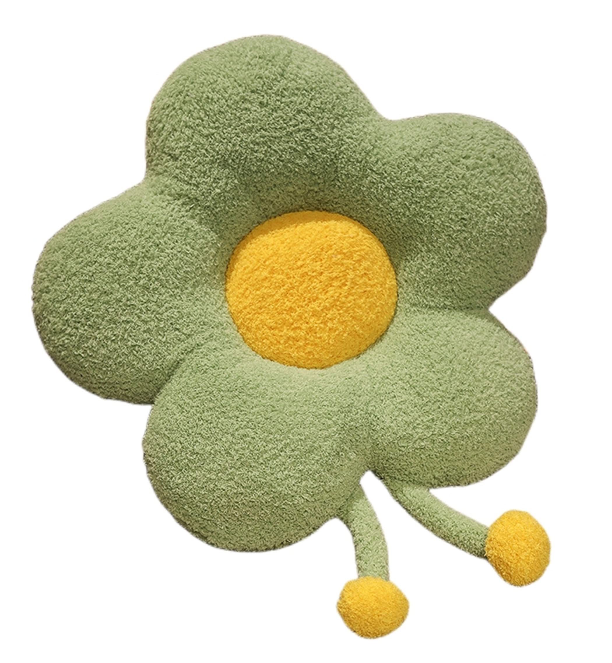 HXIYAN Flower Pillow Winter Bedroom Floor mat Decoration sedentary Office Cushion Dining Chair Cushion Lumbar Cushion Leisure Reading mat Ornament (17.7in, Green)