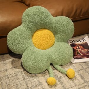 HXIYAN Flower Pillow Winter Bedroom Floor mat Decoration sedentary Office Cushion Dining Chair Cushion Lumbar Cushion Leisure Reading mat Ornament (17.7in, Green)