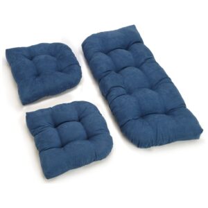 blazing needles, l.p. microsuede rounded back set settee cushions, 42" x 19", indigo, 3 count