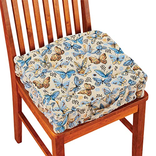 Collections Etc Colorful Butterflies Tufted Tapestry Chair Booster Cushion