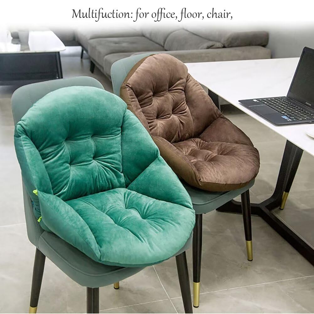 Elero One-Piece Seat Cushion with Backrest Non Slip Chair Cushion Semi-Enclosed Plush Velvet Chair Pads for Office Chair Floor 45x23x58cm