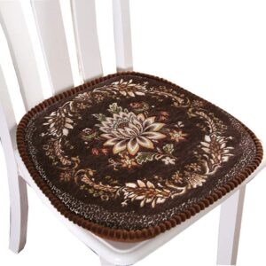 ghjl kitchen chair seat pads cushions,european style floral seat cushion with tie for dining chairs, washable, indoor, dining living room, kitchen, office (color : coffee, size : set of 2)