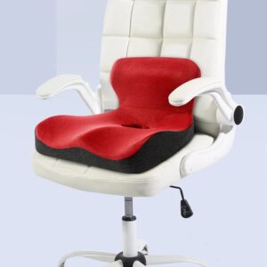 Memory Foam Orthopedic Cushion Comfort Ergonomic Design Back Coccyx Pillow for Car Seat Office Chair Pain Relief (Red)