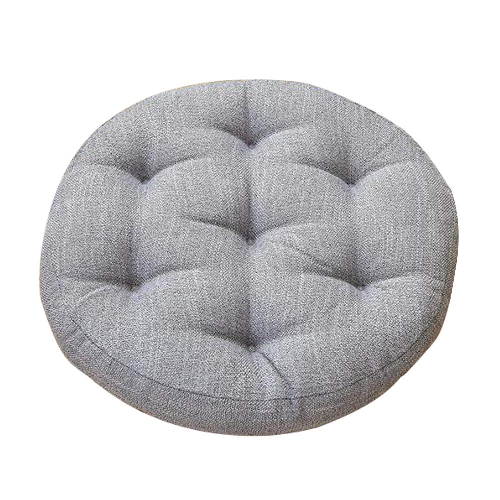 Tourequi Modern Simple Round Cotton and Linen Chair Cushions Thicken Striped Chair Pads (Solid Grey, M)