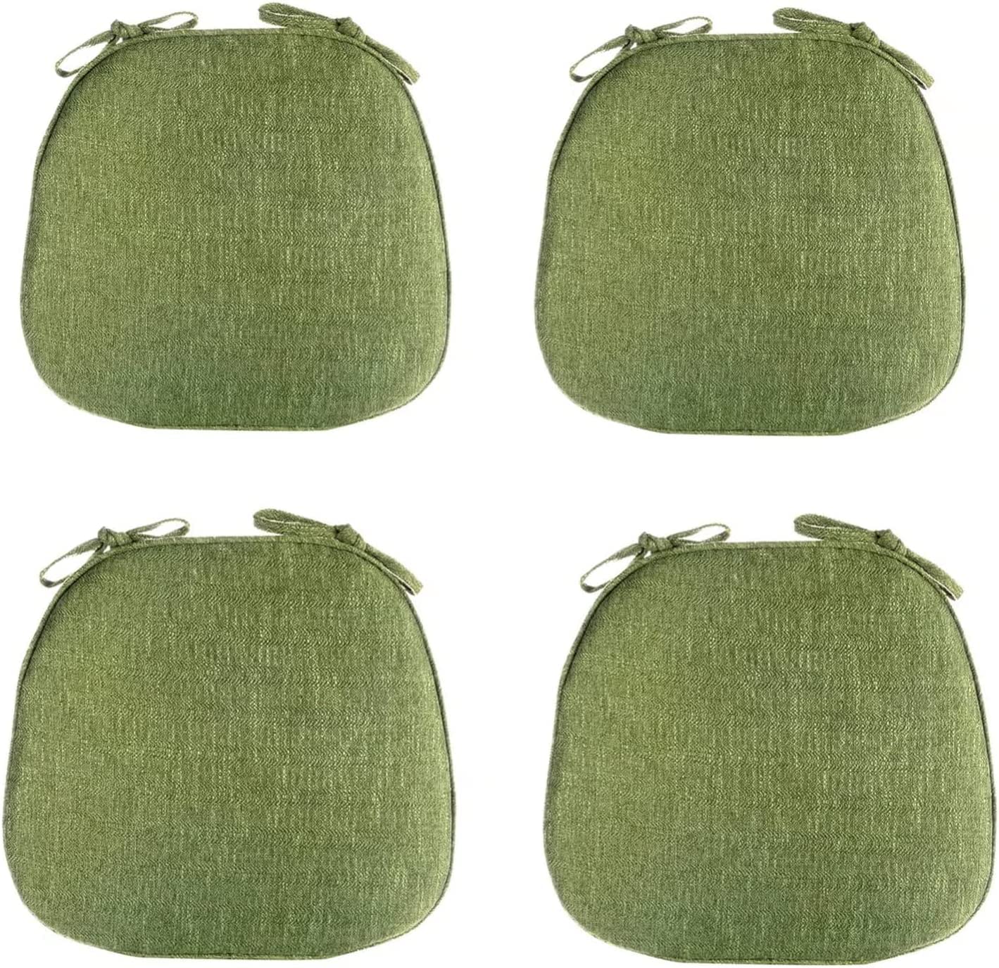 Tophacker Washable Chair Pads for Dining Chairs Set of 4 with Ties, Seat Cushions for Kitchen Chairs Farmhouse, Dining Room Chair Cushions Non Slip (Color : Green)