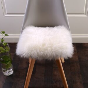 MelinSam18 Inch Australia Genuine Sheepskin Car Seat Cushion Covers Chair Pad One Seat Cover for car, Office Chair, or Plane (White)