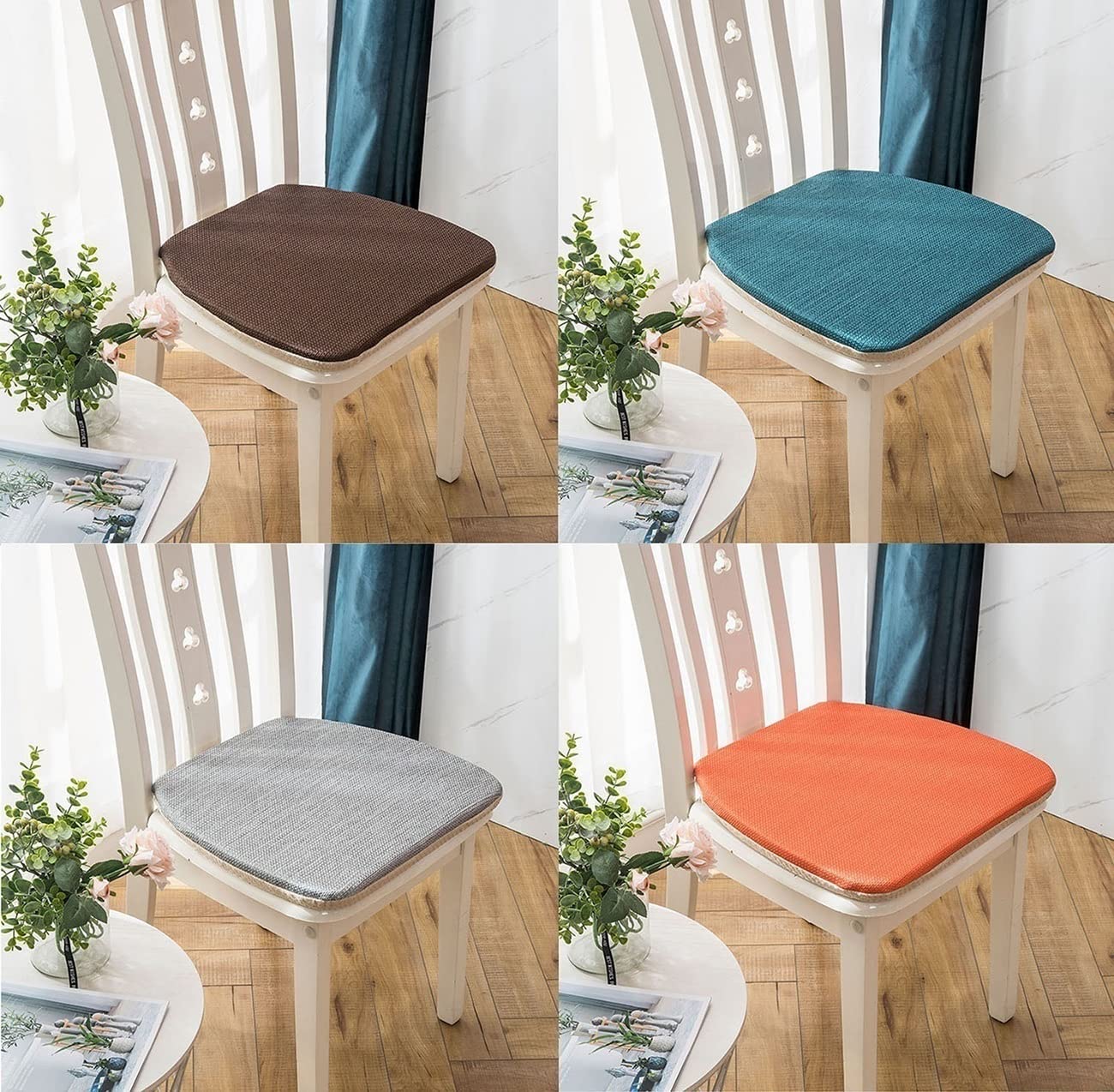 Dining Chair Cushion with Ties,Kitchen Dining Chair Pad and Seat Cushion with Zipper,1/2/4 Packs Chair Cushion for Dining Chairs Washable&Removable ( Color : Light Gray , Size : Set of 2 )