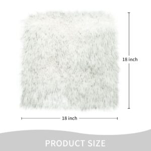 OKAYDA Fluffy Faux Sheepskin Fur Chair Pad Shaggy Seat Cushion Soft Stool Cover Perfect for Sofa Home Decor (Grey tip Square)