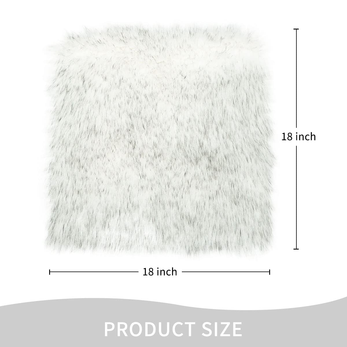 OKAYDA Fluffy Faux Sheepskin Fur Chair Pad Shaggy Seat Cushion Soft Stool Cover Perfect for Sofa Home Decor (Grey tip Square)