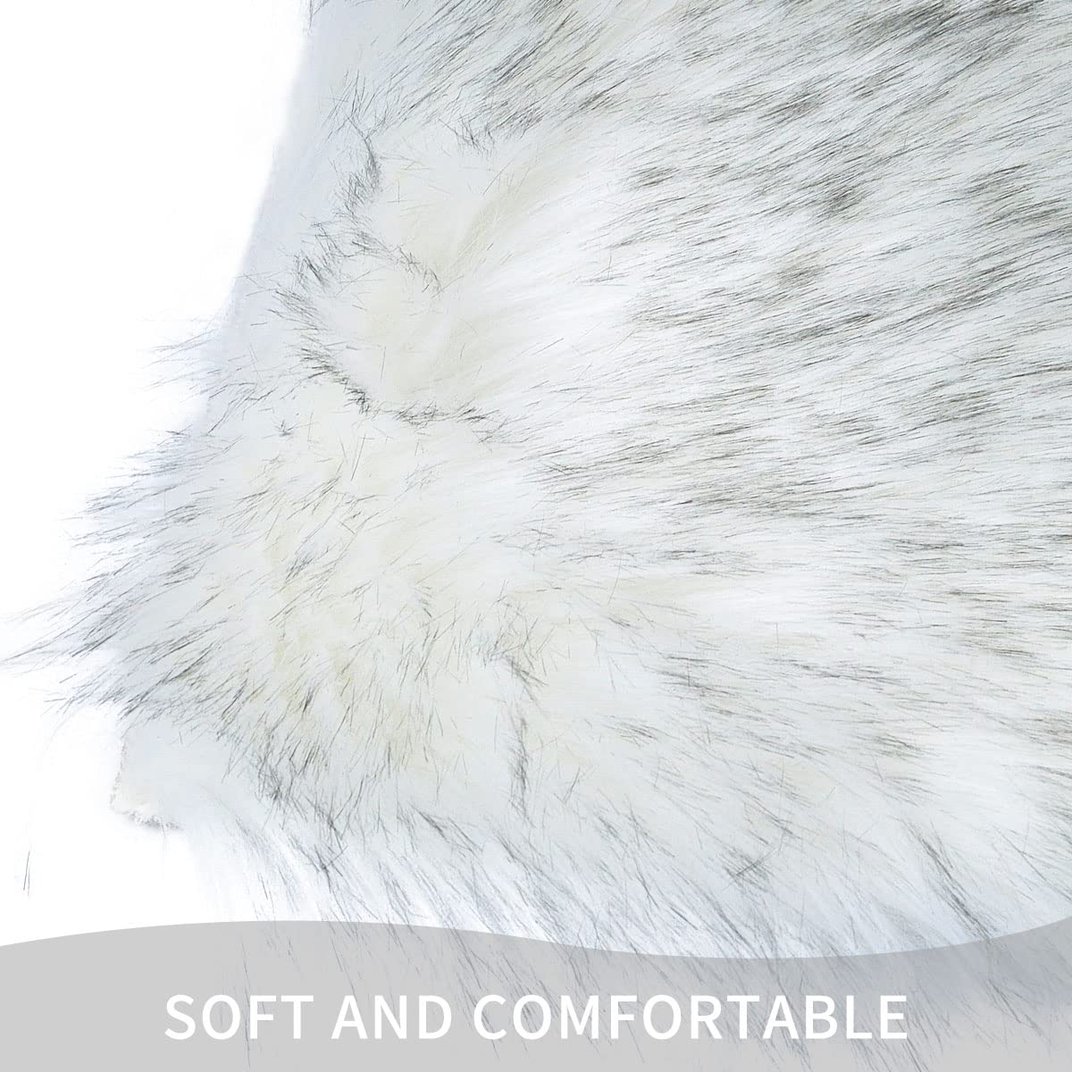 OKAYDA Fluffy Faux Sheepskin Fur Chair Pad Shaggy Seat Cushion Soft Stool Cover Perfect for Sofa Home Decor (Grey tip Square)