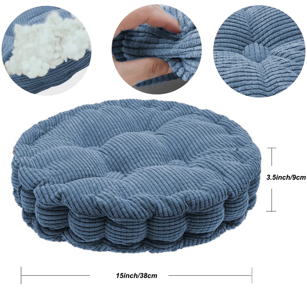 ZYHW Round Seat Cushions, EPE Foam Filled Indoor Chair Pad Cushions,15'' Chair Pads Thickened Tatami Cushion Comfort Pillow Pads for Home/Office/Dining/Kitchen/Outdoor Bistro Set(Blue)