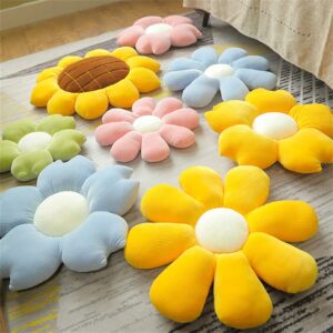 Uewidiod Flower-Shaped Daisy Pillow Sofa Cushion Round Center Flower Chair Cushion Bay Window Tatami Decoration Office Cushion car Cushion (40*40cm/16*16inch, Sunflower Yellow-Brown)