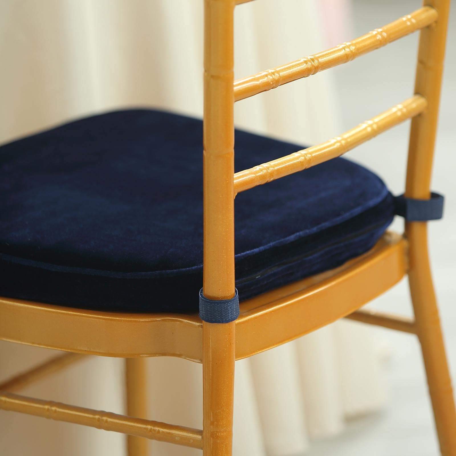 TABLECLOTHSFACTORY 2" Thick Navy Blue Chair Pad Skid Proof Backing Seat Cushion with Premium Velvet Fabric