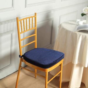 TABLECLOTHSFACTORY 2" Thick Navy Blue Chair Pad Skid Proof Backing Seat Cushion with Premium Velvet Fabric