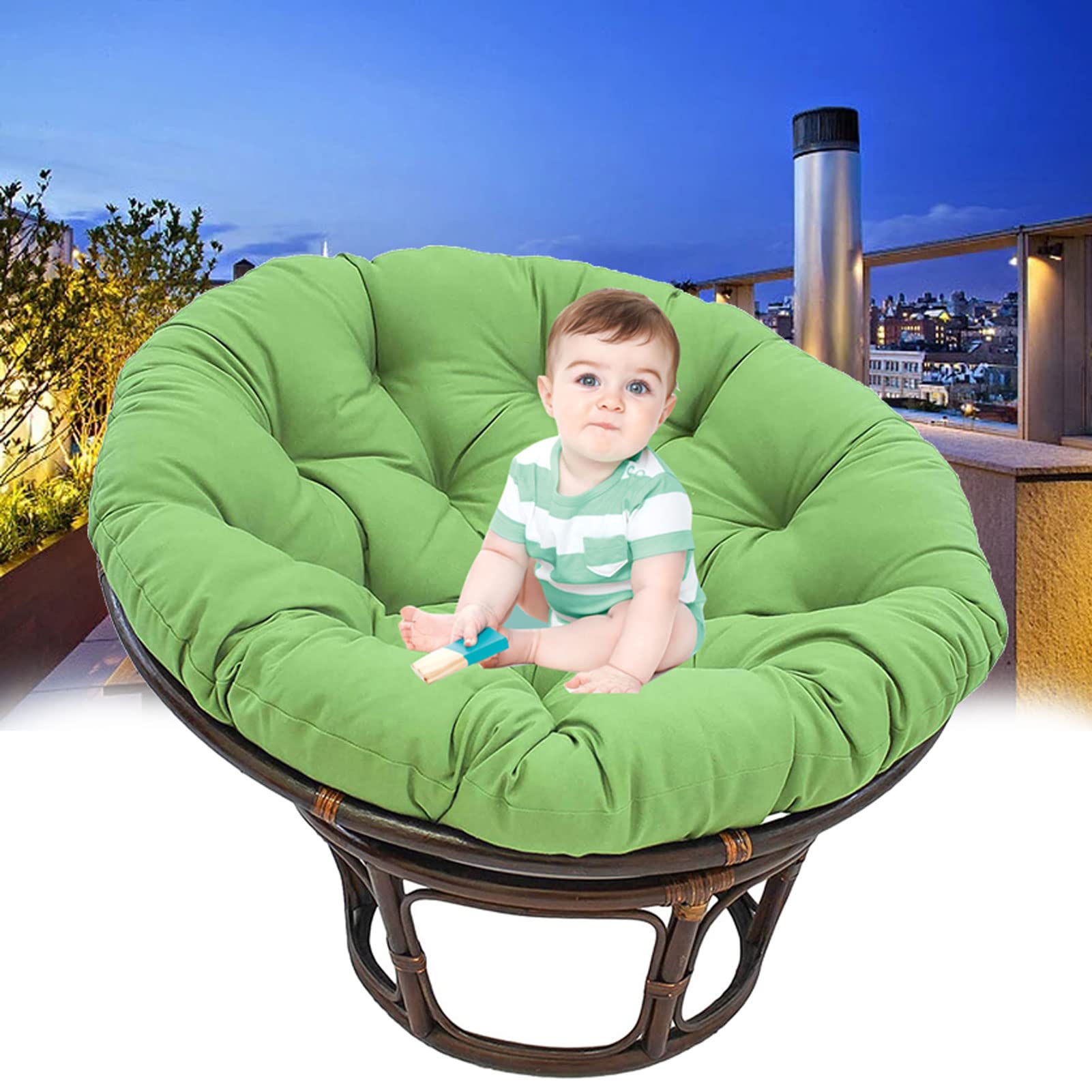 Gruytoie Papasan Round Chair Cushions, Swing Hanging Basket Seat Cushion, Thick Comfortable and Oversized Papasan