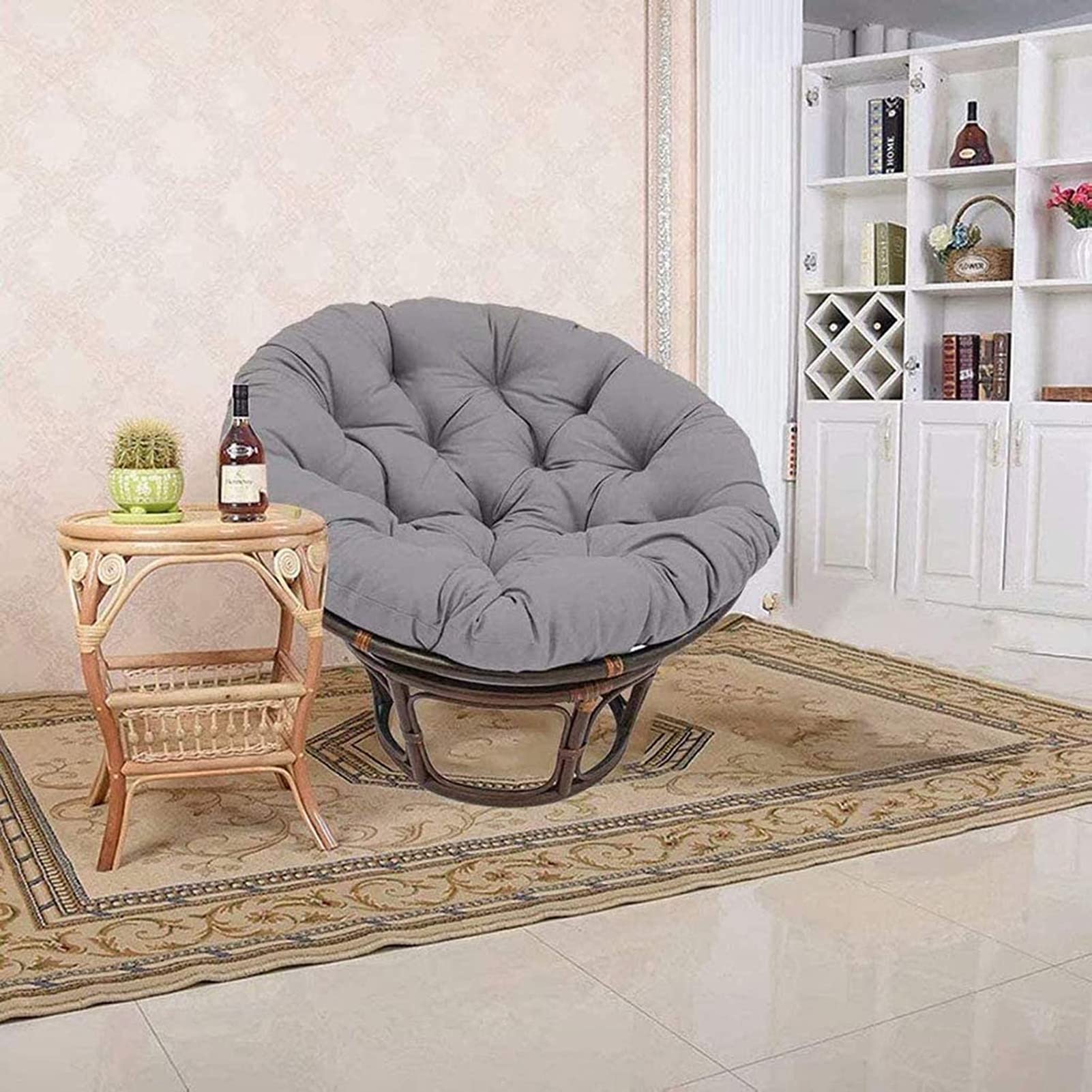 Gruytoie Papasan Round Chair Cushions, Swing Hanging Basket Seat Cushion, Thick Comfortable and Oversized Papasan