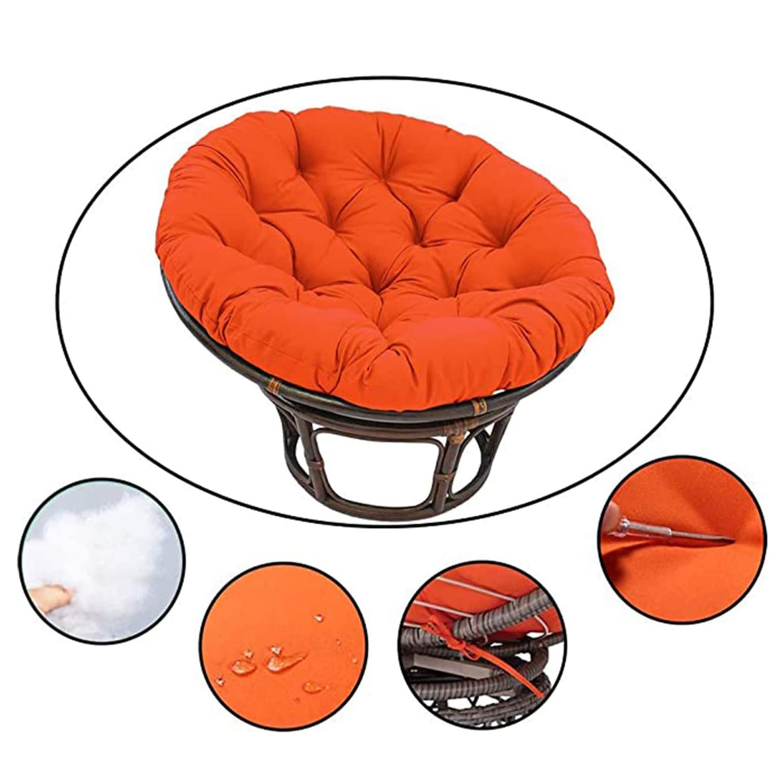 Gruytoie Papasan Round Chair Cushions, Swing Hanging Basket Seat Cushion, Thick Comfortable and Oversized Papasan