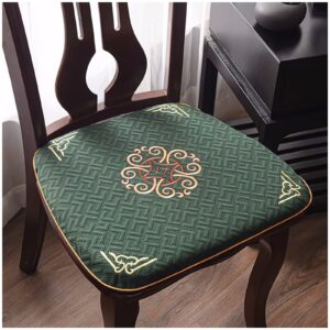 dining chair cushions, elegant embroidery seat cushion for kitchen chairs pads stool mat indoor outdoor non-slip chair pads with tie and zipper, washable, 45x42cm,green,pack of 4