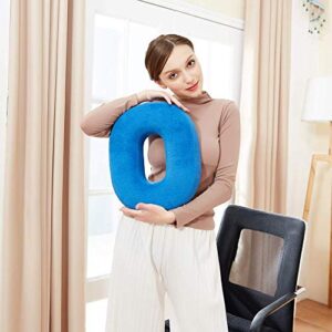 Orthopedic Ring Cushion Made from Memory Foam, Donut Cushion for Relief of Haemorrhoids (Piles) and Coccyx Pain, Suitable for Wheelchair, Car Seat, Home Or Office, Blue (Blue)