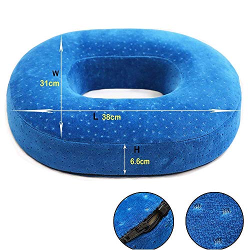 Orthopedic Ring Cushion Made from Memory Foam, Donut Cushion for Relief of Haemorrhoids (Piles) and Coccyx Pain, Suitable for Wheelchair, Car Seat, Home Or Office, Blue (Blue)